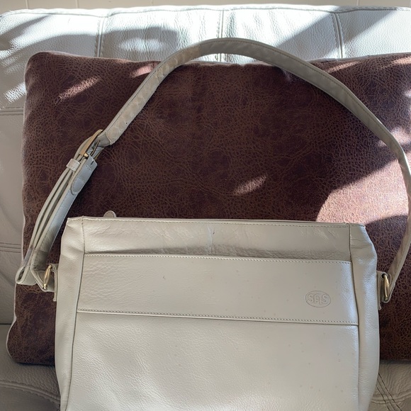 SAS | Bags | Sas Womens Ivory Soft Leather Shoulder Bag Hand Sewn ...